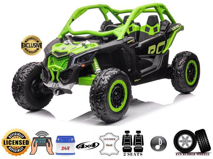 24V Can-Am Maverick 2 motors Powered Ride On Kids Buggy 2 Leather Seat ...